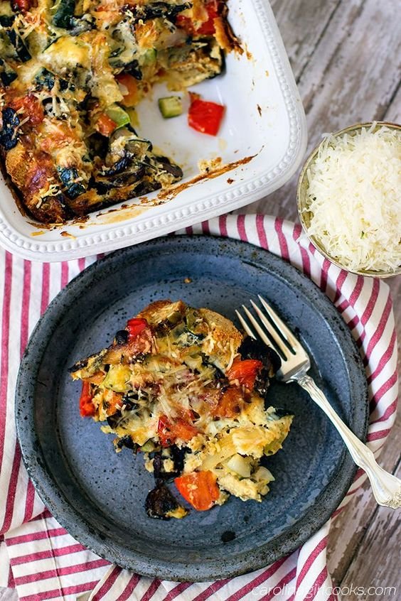 Rosemary Roasted Vegetable Savory Bread Pudding Recipe