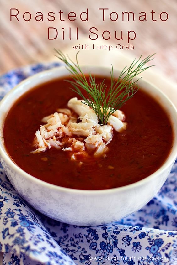 Roasted Tomato Dill Soup with Lump Crab: Seafood Lovers Delight